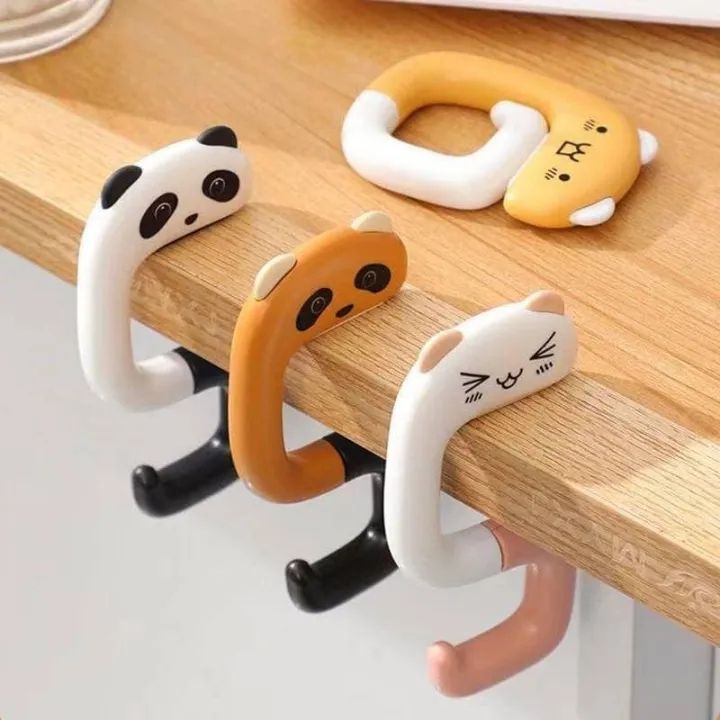 2 IN 1 Cartoon Animal Desk Hook Backpack Keychain Portable U-shaped ...