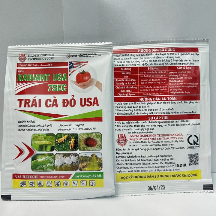 Trừ sâu Radiant USA 75EC Trái cà đỏ chuyên bọ trĩ, sâu rầy cho hoa hồng ...