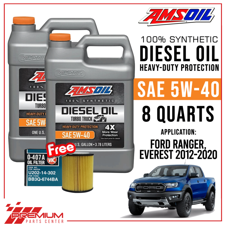 AMSOIL Heavy-Duty Turbo Truck 100% Synthetic Diesel Engine Oil 5W-40 8 ...