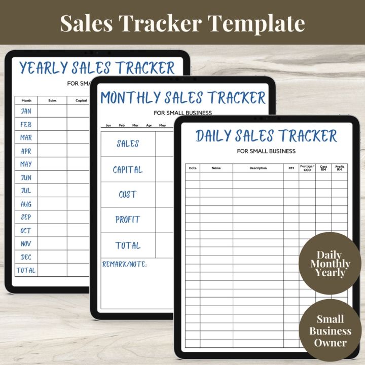 Sales Tracker Template Daily Monthly Yearly Sales Tracker For Small ...