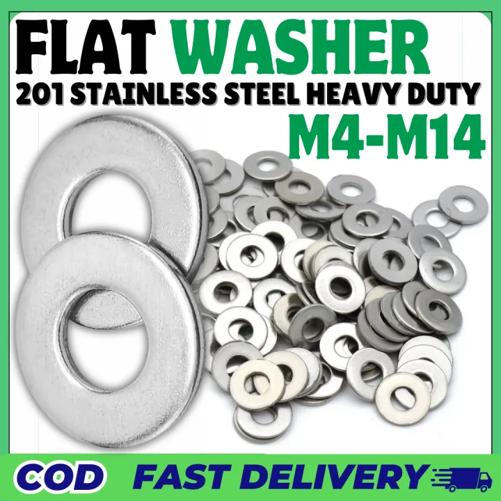 (50 PCS) Stainless Steel Flat Washers – 3mm-14mm | Heavy-Duty, Rust ...