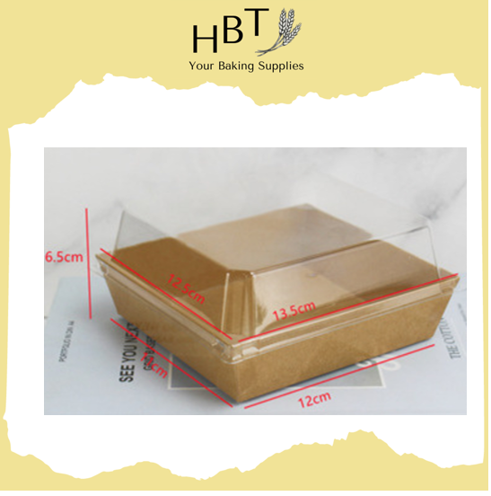 Premium] Kraft/White Paper Square and Rectangular with Clear Lid Cake ...