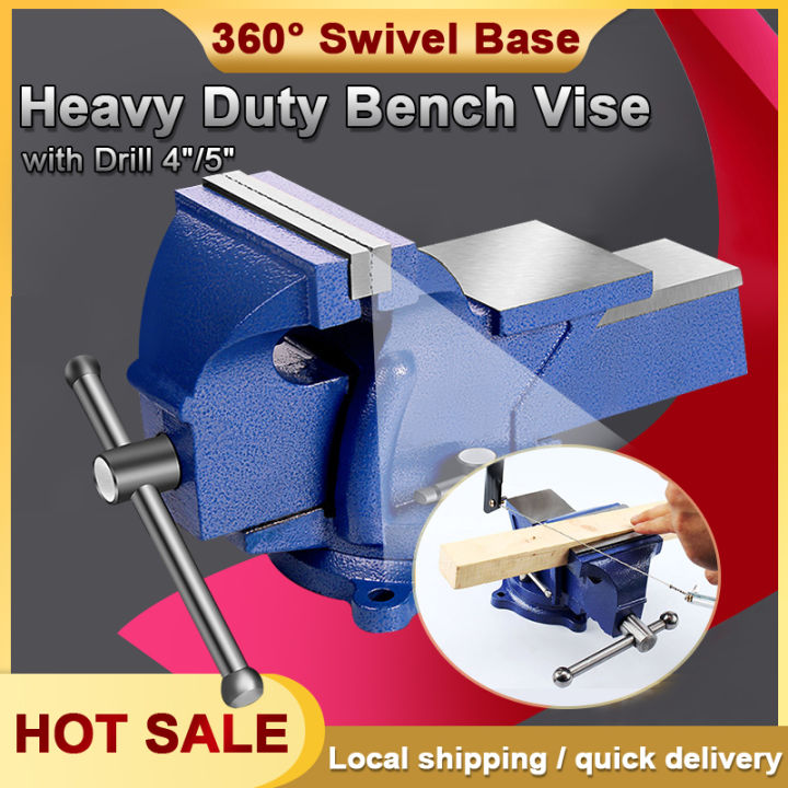 Bench Vise 360° Swivel Base Original Heavy Duty Bench Vise with Anvil 4 ...