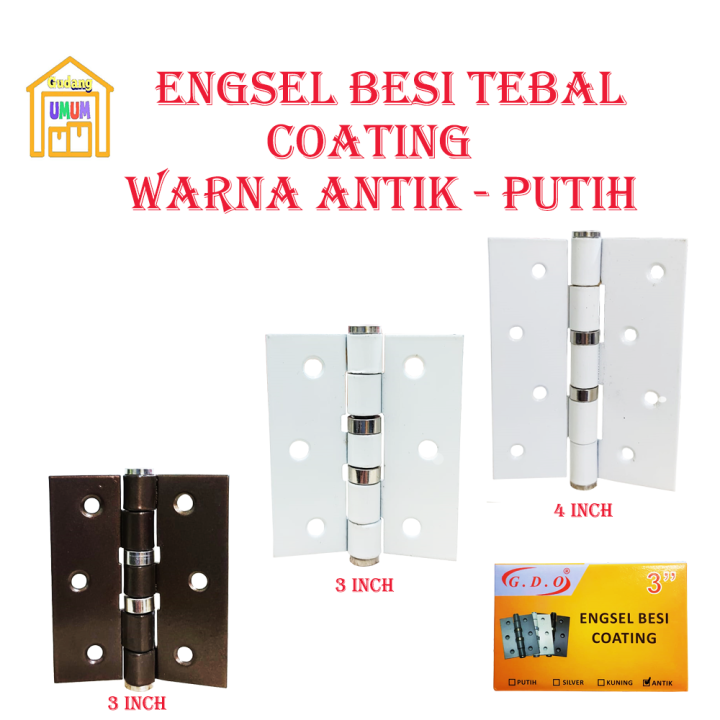 Engsel Tebal Besi Coating 3" 4" GDO Engsel Pintu Jendela Putih Coklat ...
