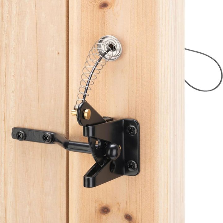 Self Locking Gate Latch for Wooden Fence Heavy Duty, Steel Spring Cable ...
