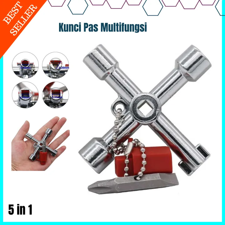 NEW BST Kunci Pas Multifungsi 5 in 1 dengan Obeng Plus Minus - GT-J1 ...