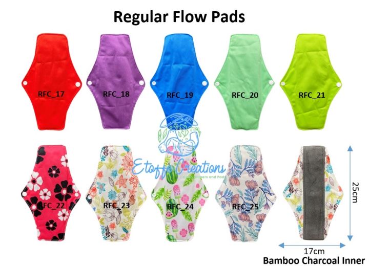 Washable Reusable Bamboo Charcoal Regular Flow Cloth Menstrual Napkin ...