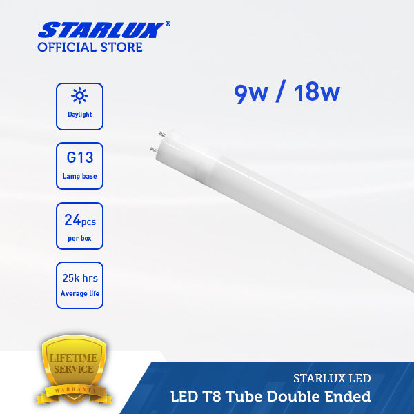 STARLUX LED T8 Tube - Double Ended Light for Ceiling Daylight (9W/18W) | Lazada PH