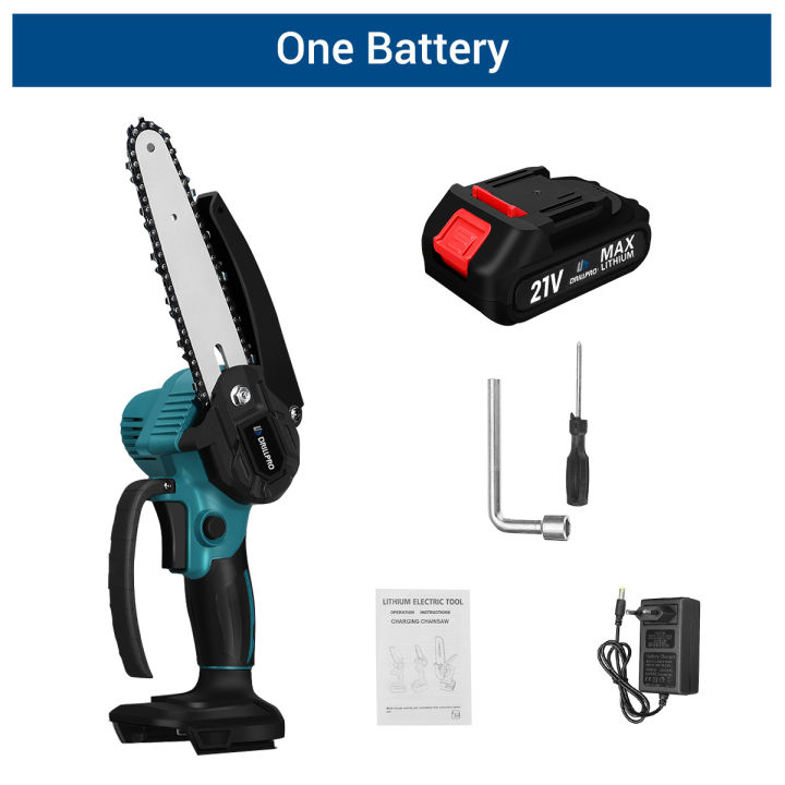 Drillpro Mini Saw 6 Inch Electric Chainsaw Cordless Rechargeable ...