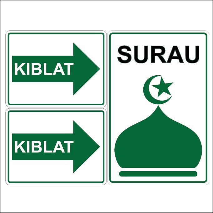 SURAU 115X175MM / KIBLAT 2'S 114X87MM PVC SIGN STICKER, FOR INDDOR OUT ...