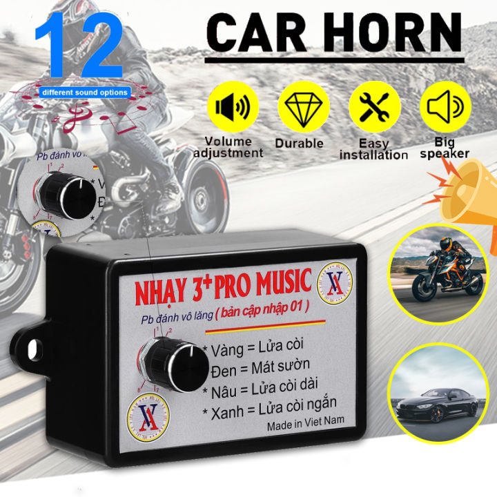 Car Horn Music Controller 12-24V 8/12 Tone and Volume Switching Horn ...