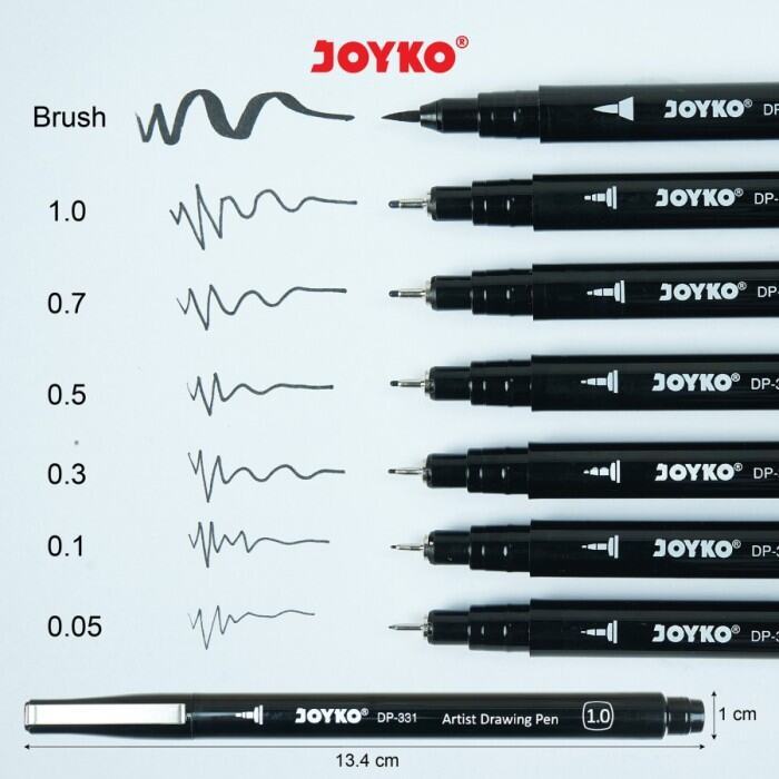 DRAWING PEN JOYKO DP-331 | PENA GAMBAR ISI 7 MACAM UKURAN WATERPROOF ...