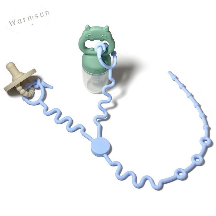 WARMSUN แบบพกพา สายโซ่ป้องกันการหล่นของจุกนมซิลิโคน ปรับได้ ความปลอดภัย สายจุกนมเด็ก มีประโยชน์ ...