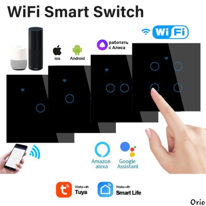 Orio 1/2/3/4 Gang Smart WiFi Light Switch Wall Touch Switch No Neutral ...