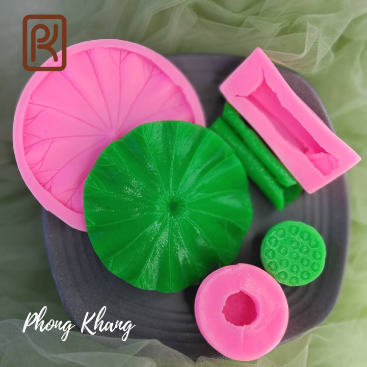 [Ảnh thực] Bộ 3 Khuôn silicon 4d Phong Khang làm rau câu lá sen tròn ...