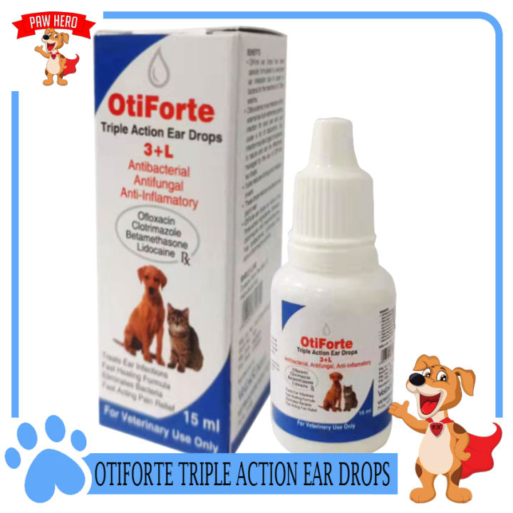 PAW HERO Otiforte Triple Action Ear Drops Antibacterial Pet Ear Drops ...