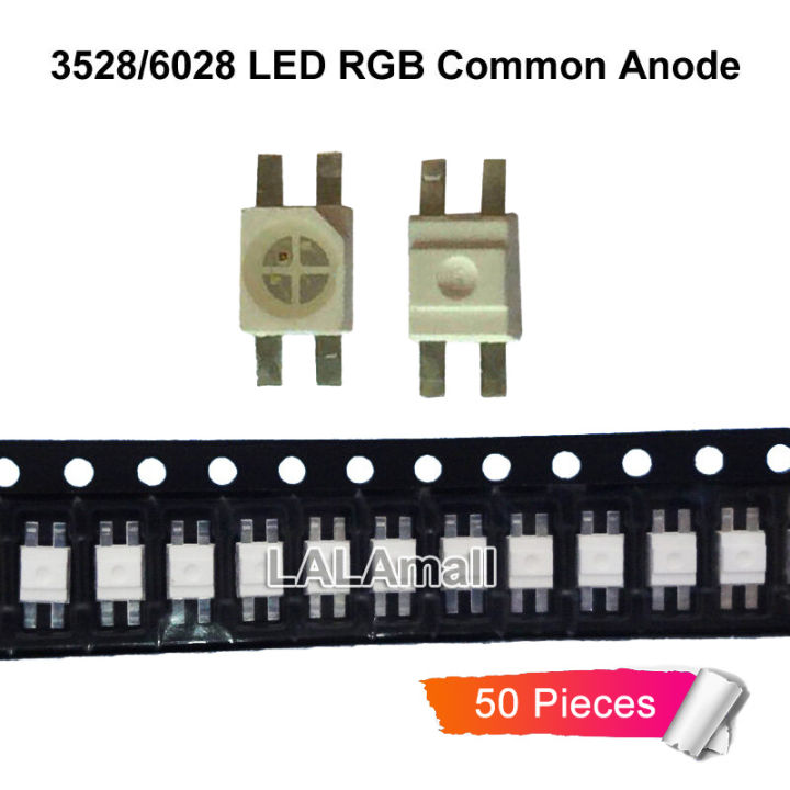 50pcs/lot 3528 6028 RGB SMD LED 20mA 0.06W 4 Feet Light Emitting Diode ...