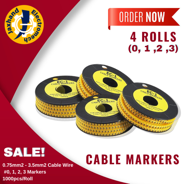 4 Rolls Cable Marker for 0.75mm2 - 3.5mm2 Wire (0, 1, 2, 3 Markers ...