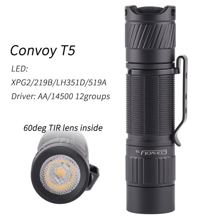 Convoy ไฟฉายนำ CRI สูง LED 519A 219B T5,ไฟฉายแฟลชขนาดเล็ก AA/14500ไฟ ...