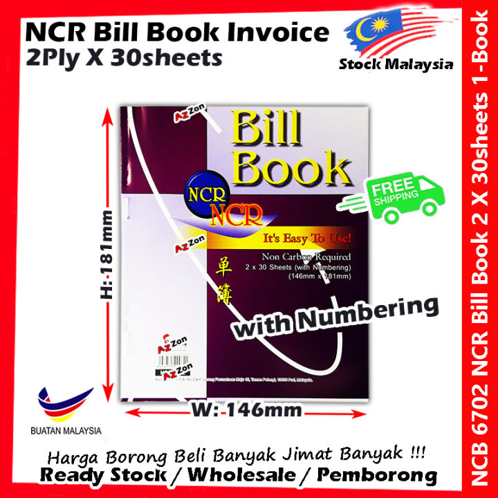 NCR Bill Book Buku Resit 单簿 2plyX30sheets with Numbering 146mmX181mm # ...