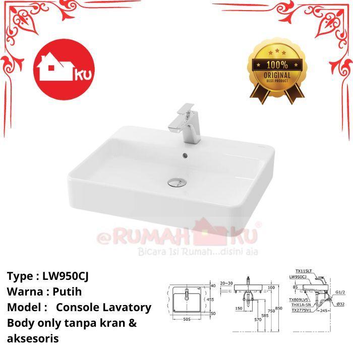 Wastafel Meja TOTO LW950CJ Console Lavatory 1 Tap Hole Body Only ...