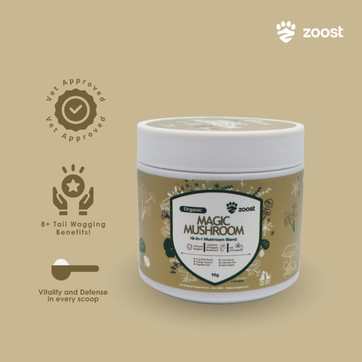 ZOOST 10 in 1 Mushroom Powder Supplement for Dogs and Cats - For Immune ...