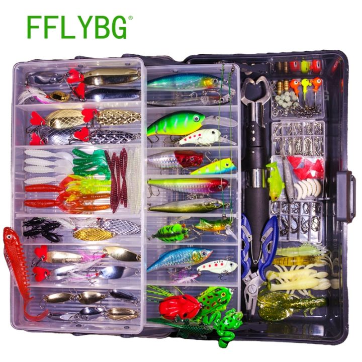 FFLYBG New Mixed Fishing Lure Set Soft and Hard Bait Kit Minnow Metal Jig Spoon Tackle ...