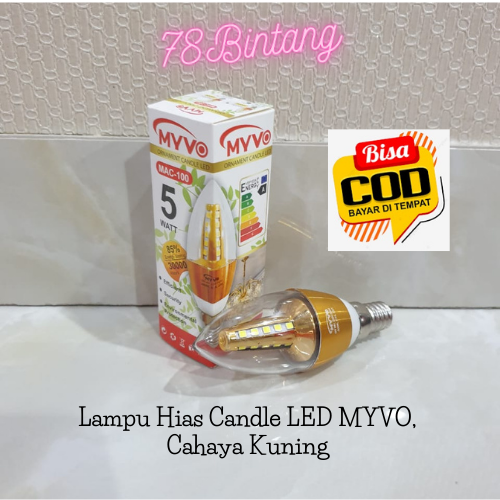 78Bintang Lampu Hias Candle LED 5Watt KUNING - Lampu Candle LED MYVO 5watt - Bohlam Jagung Hias ...
