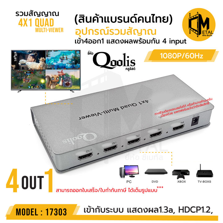 แพคเกจ Qoolis กล่อง รวมสัญญาณ SWICHT เข้า 4 ออก 1 แสดงผลพร้อมกันออก 1 ...