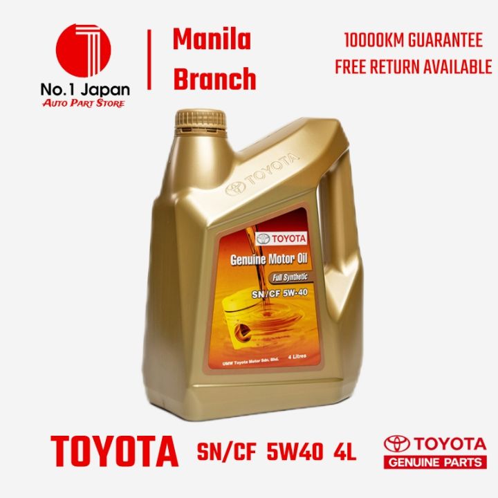 Toyota Genuine Motor Oil Full Synthetic 5W-40 4L (1 gallon) 90 -Toyota ...