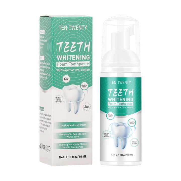 TEN TWENTY Teeth Whitening Mousse Toothpaste Remove Plaque Oral Odor ...