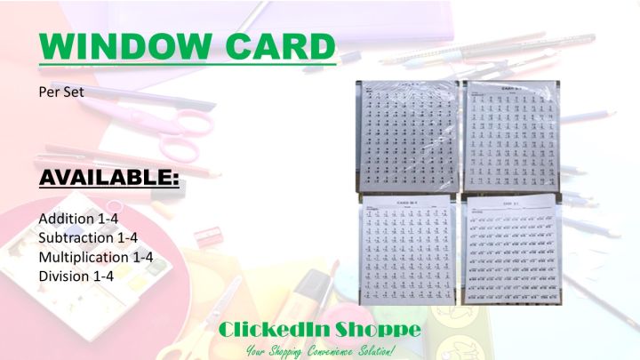 Window Card 4pcs Set Addition Multiplication Subtraction Division ...