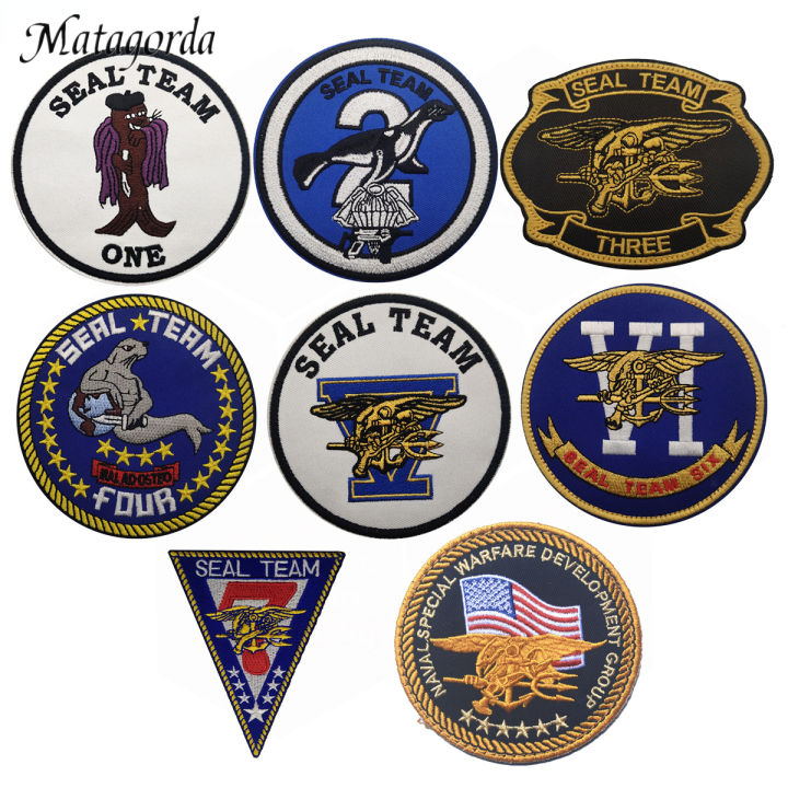 10CM NAVY SEAL TEAM One To Seven Gold Squadron Tactical Emblem ...
