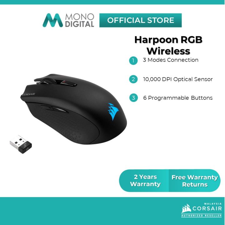 CORSAIR Harpoon RGB Wireless/Wired/Bluetooth Gaming Mouse CH-9311011-AP ...