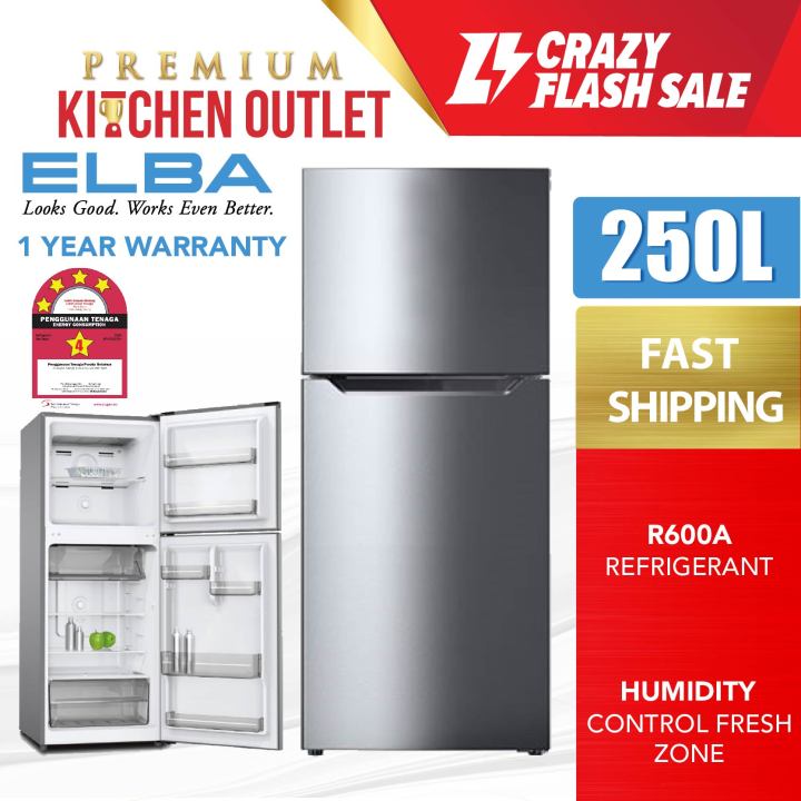 【Own Truck Delivery】Elba Italy ER-G2521 250L 2 Door Refrigerator Fridge ...