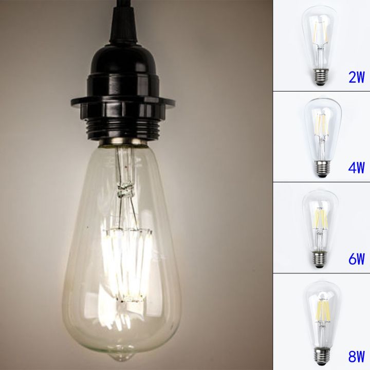 โคมไฟหลอดไฟไส้หลอด LED 2W/4W/6W/8W ฐาน DIY ST64 E27ย้อนยุค2W-8W | Lazada.co.th