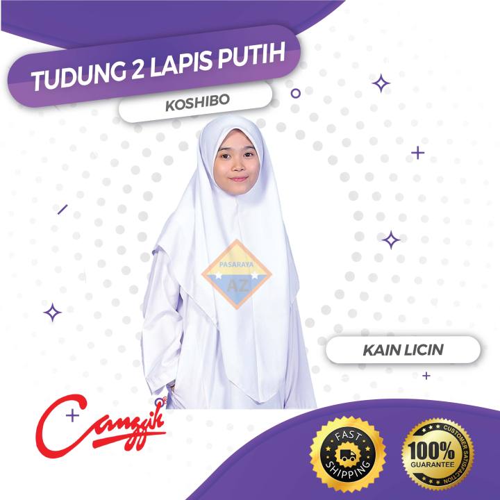 KT2002 - ORIGINAL BAJU SEKOLAH JENAMA CANGGIH - TUDUNG DUA LAPIS PUTIH | Lazada