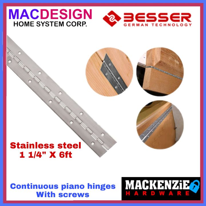 BESSER STAINLESS STEEL PIANO CONTINOUS HINGES WITH SCREWS (PERFORMA ...