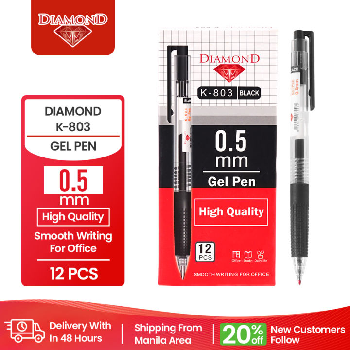 Diamond Gel Pen Retractable Liquid Gel Pen 0.5mm Fine Line Needle Tip ...