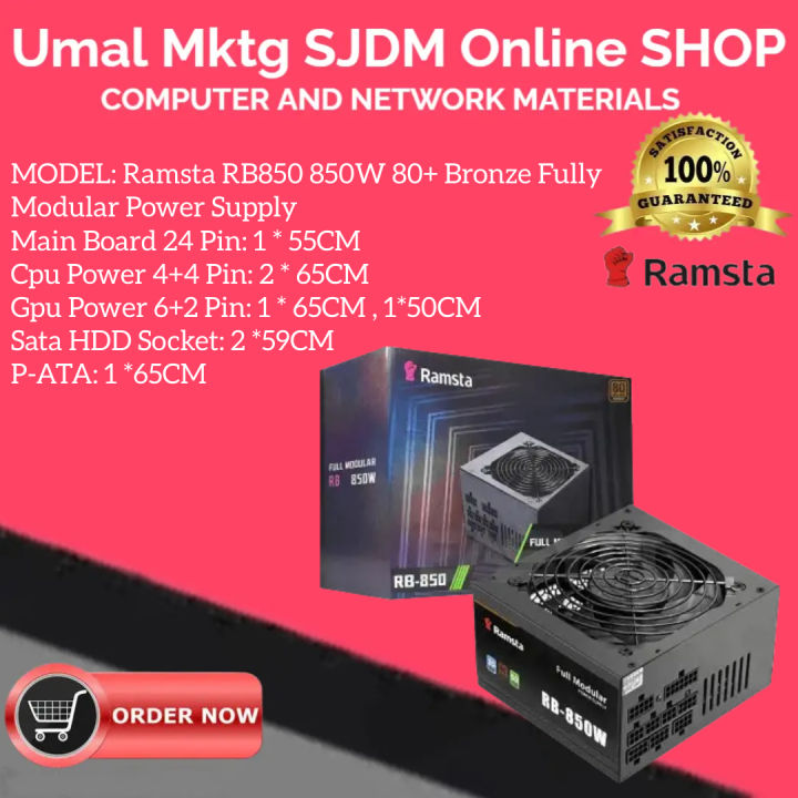 RAMSTA RB-850 850W 80+ Bronze Fully Modular Power Supply | Lazada PH