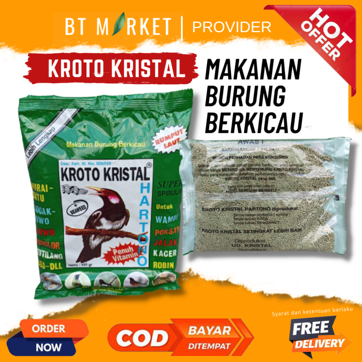 PAKAN BURUNG KROTO KRISTAL 450 GR VOER SEAWEED RUMPUT LAUT PUR MURAI ...