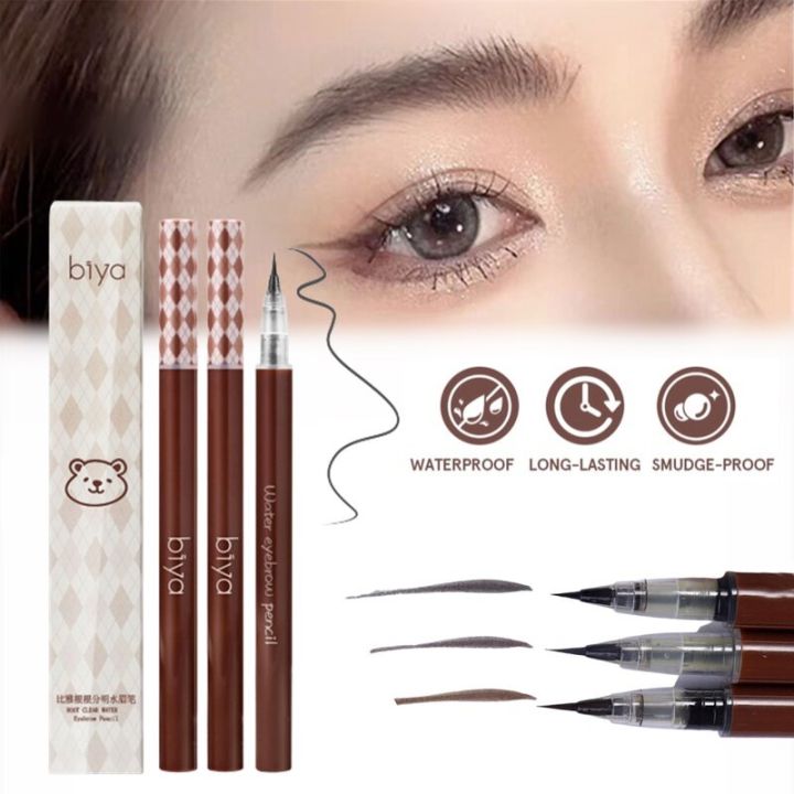 Biya 3 Colors Liquid Eyeliner Eyebrow Pencil Soft Brush Tip Line Smooth ...