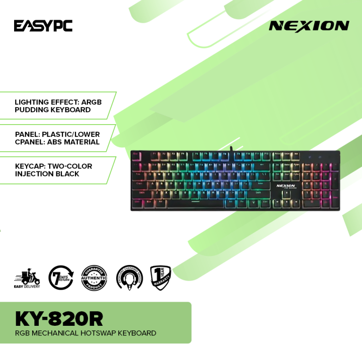 EasyPC | Nexion KY-820R RGB Mechanical Hotswap Gaming Keyboard For ...