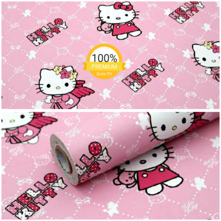 Wallpaper Sticker Dinding Kartun Bagus Hello kitty Pink Tua 45cmx10m ...