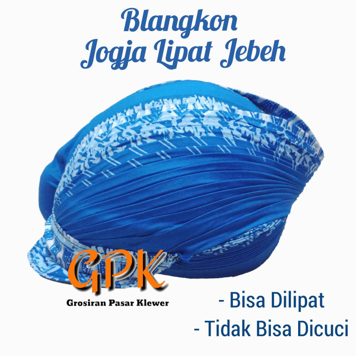 Blangkon Jogja Lipat Jebeh Motif Parjo Biru | Lazada Indonesia