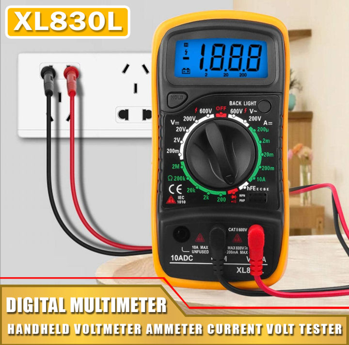 PHONEBOX XL830L Digital Multimeter Handheld Voltmeter Ammeter AC DC Ohm ...