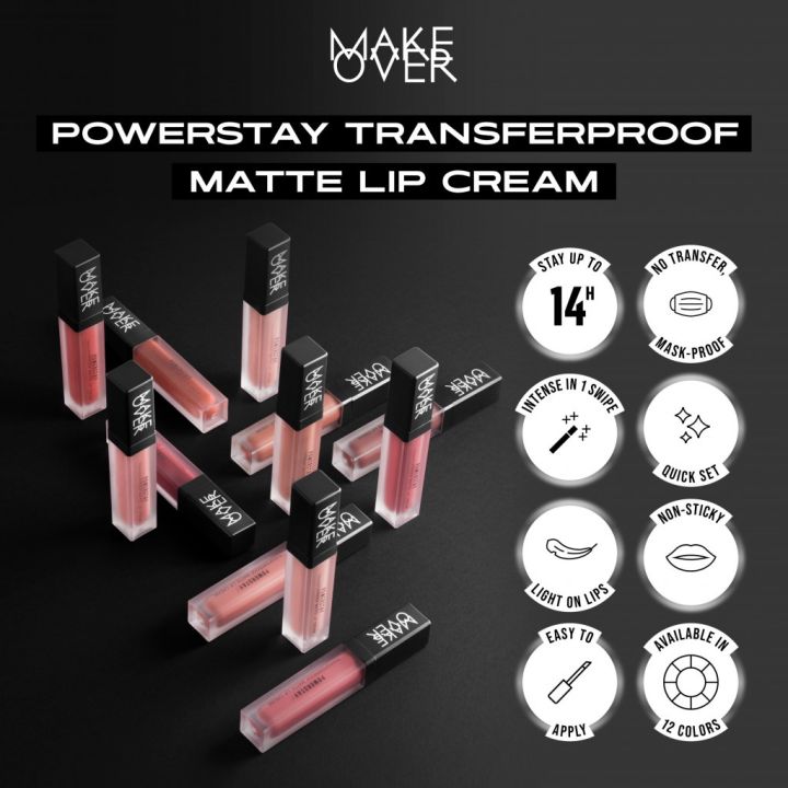 MAKE OVER Powerstay Transferproof Matte Lip Cream - Lipstick BEST ...