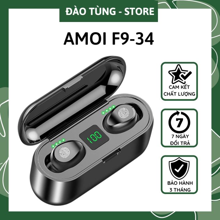 Tai Nghe Bluetooth AMOI F9-34 Bản Quốc Tế Màn Hình LED Cảm Ứng Vân Tay Có Mic Chống Nước IPX5 ...