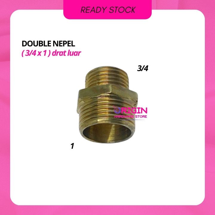 Dobel Nepel 1 x 3/4 DRAT LUAR - Kuningan-Double Nepple/Nipple-Sambung ...