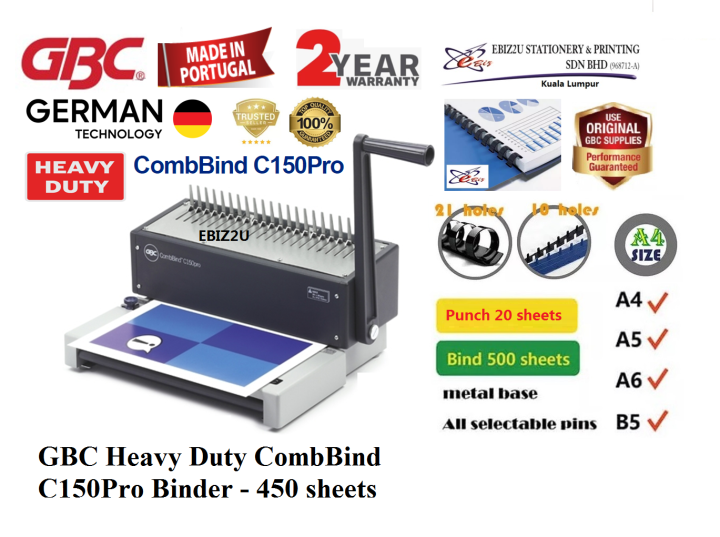 GBC Heavy Duty CombBind C150 Pro Binder - 450 sheets (binding machine ...